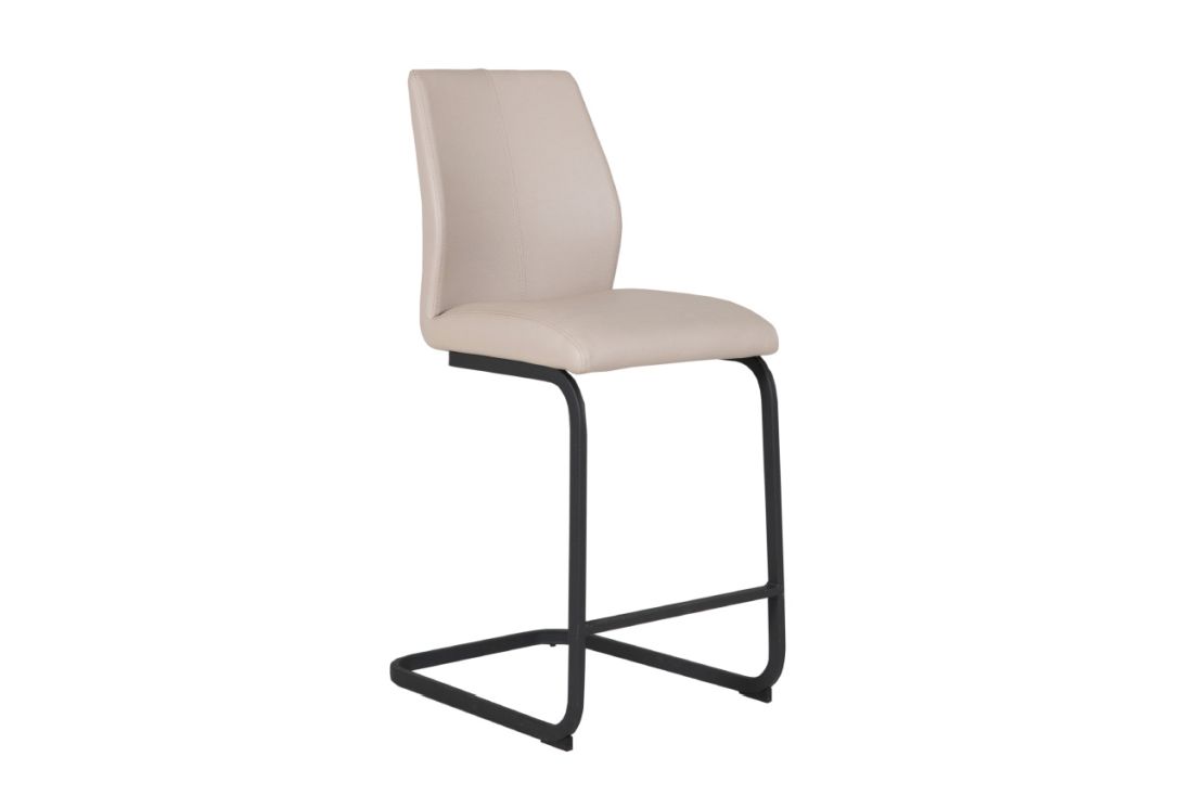 McElligotts. MALTA COUNTER STOOL PU TAUPE WITH BLACK CANTILEVER BASE